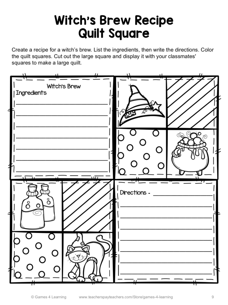 Halloween Writing Prompts Quilt