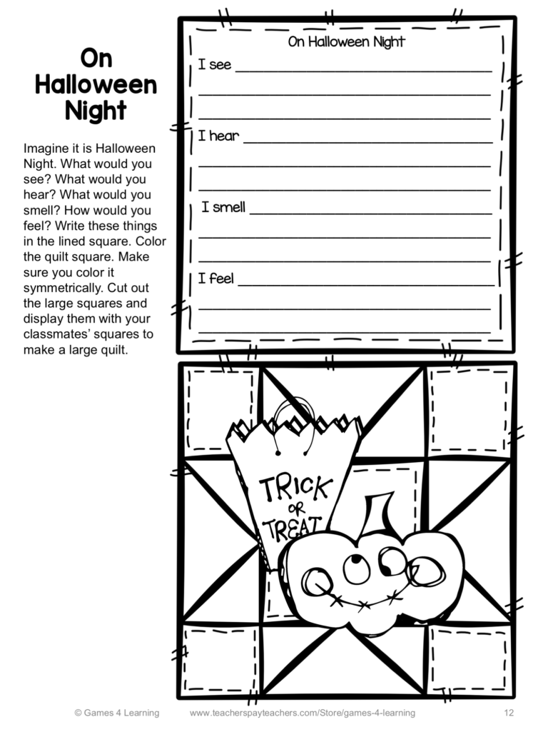 Halloween Writing Prompts Quilt