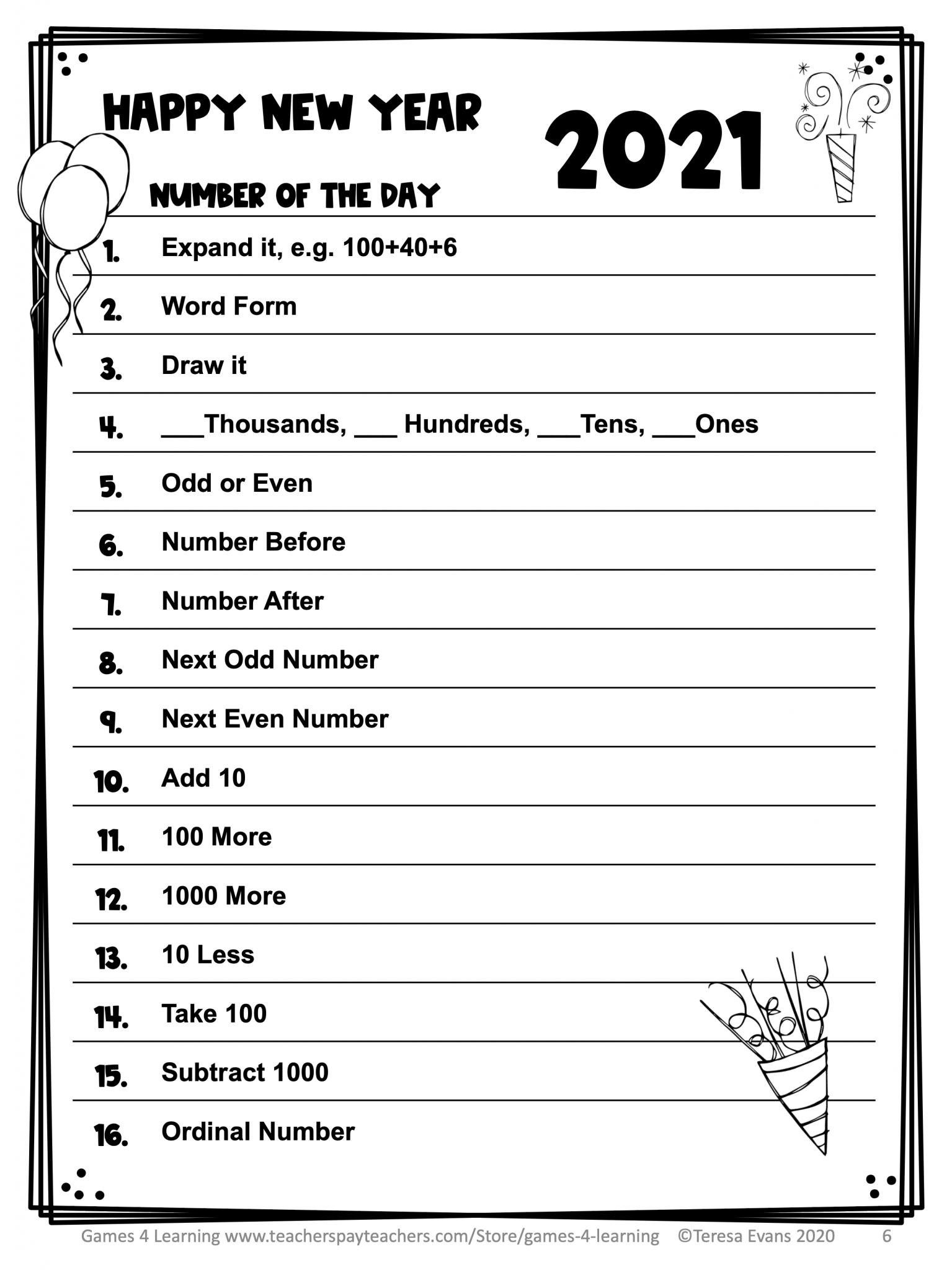 Happy New Year Math Fun