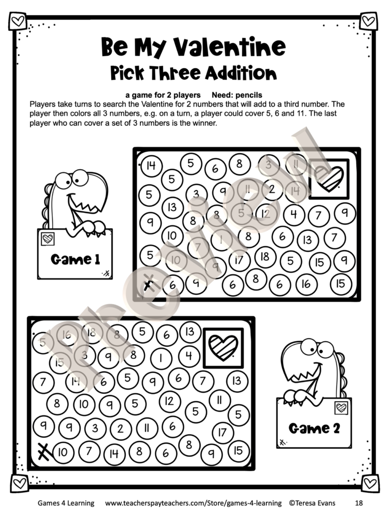 Valentine’s Day Math Games