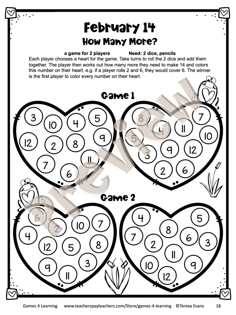 Valentine’s Day Math Games