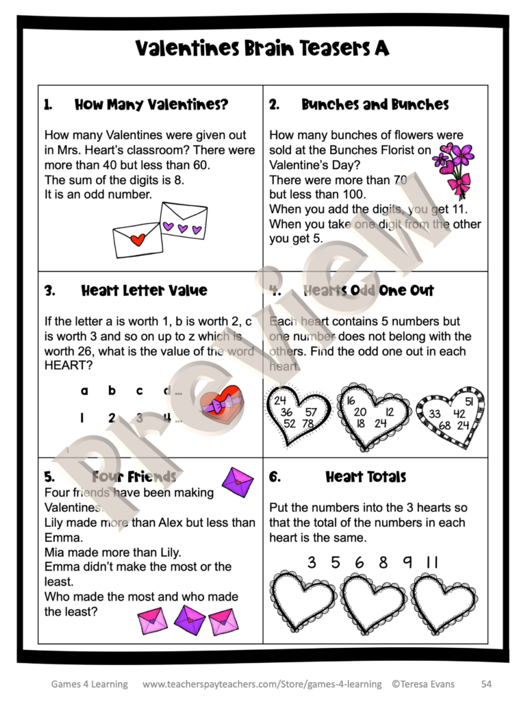 Valentine’s Day Math Games
