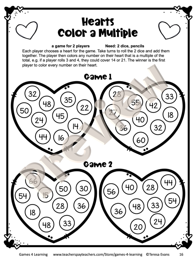 Valentine’s Day Math Games