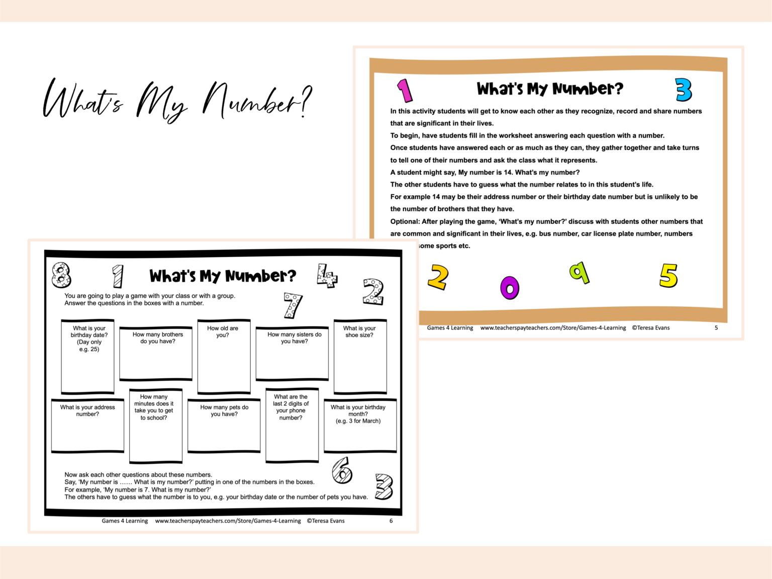 Back to School Math About Me
