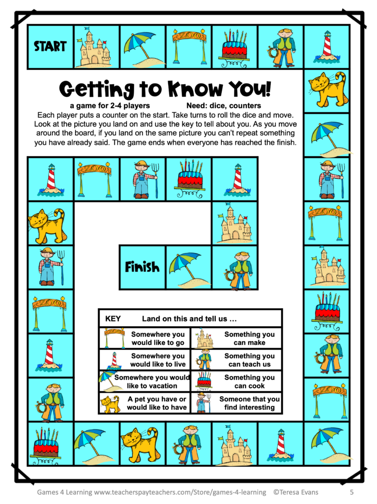 Free Getting to Know You Board Games