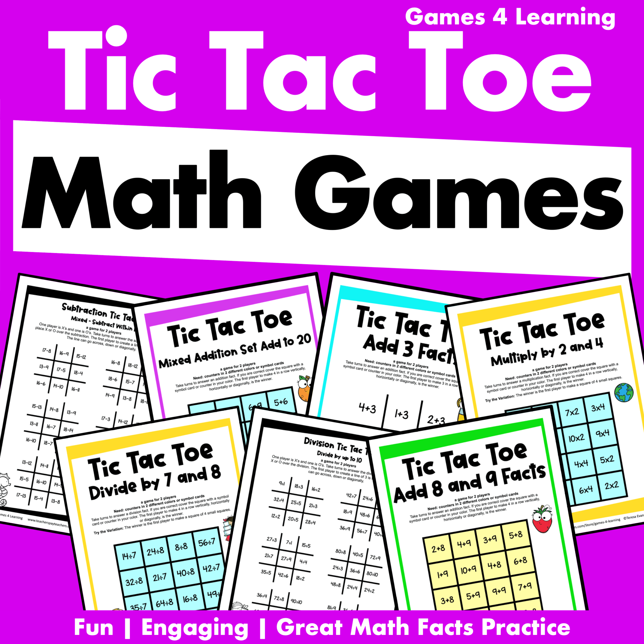 Tic Tac Toe Math Games